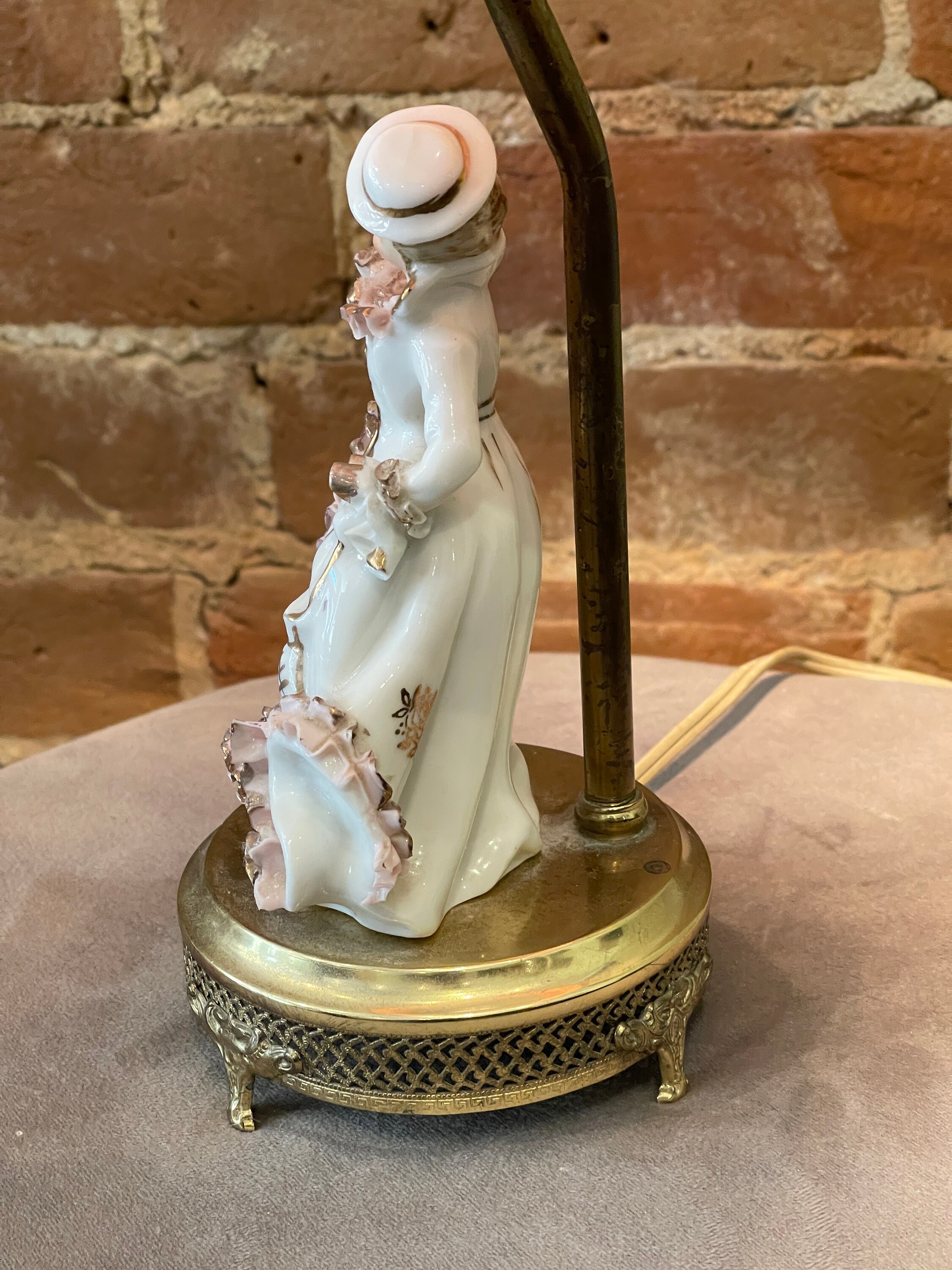 Antique Porcelain Figure Lamp With Shade - Etsy