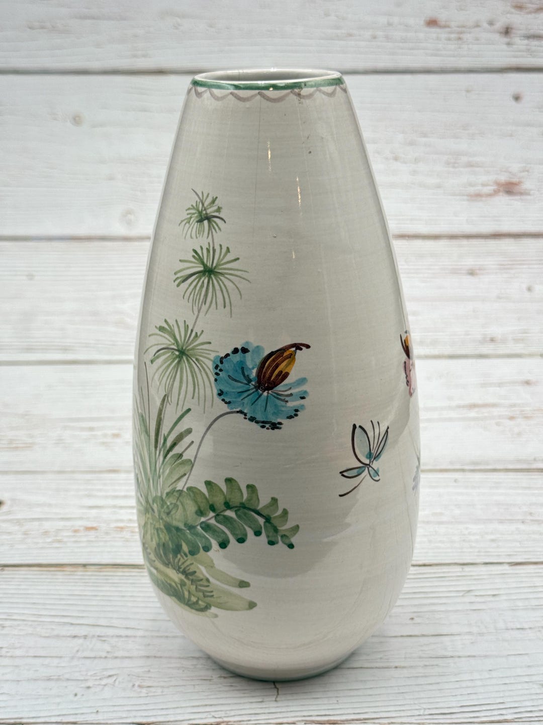 Vintage German Ulmer Ceramik Pottery Vase With Floral Design 8" Tall - Etsy