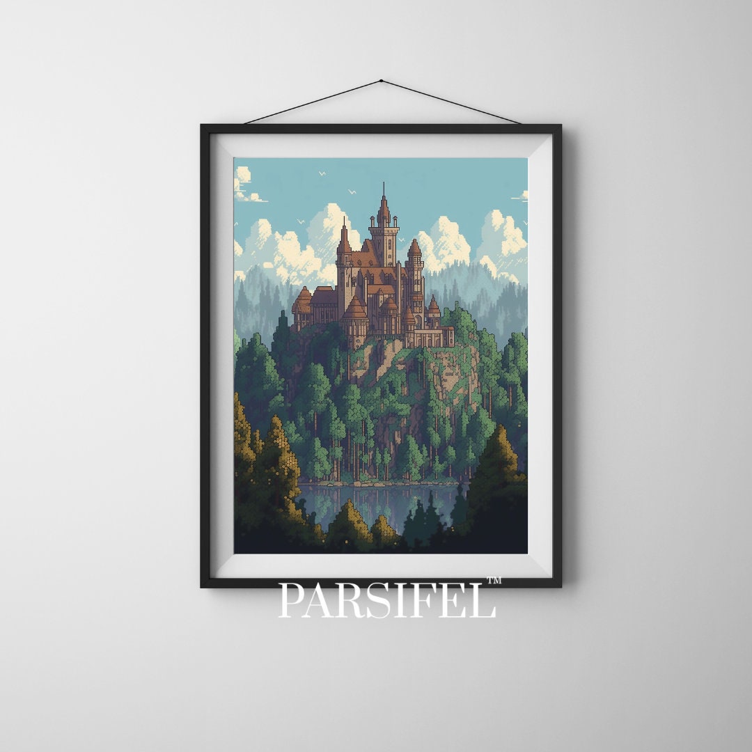 Medieval Castle 8-bit Style Wall Art Print, Digital Print, Medieval ...