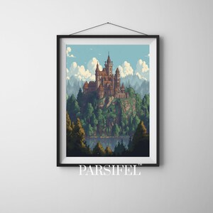Medieval Castle 8-bit Style Wall Art Print, Digital Print, Medieval ...