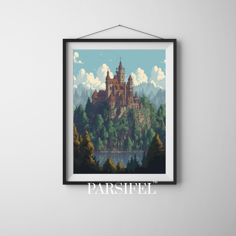 Medieval Castle 8-bit Style Wall Art Print, Digital Print, Medieval ...
