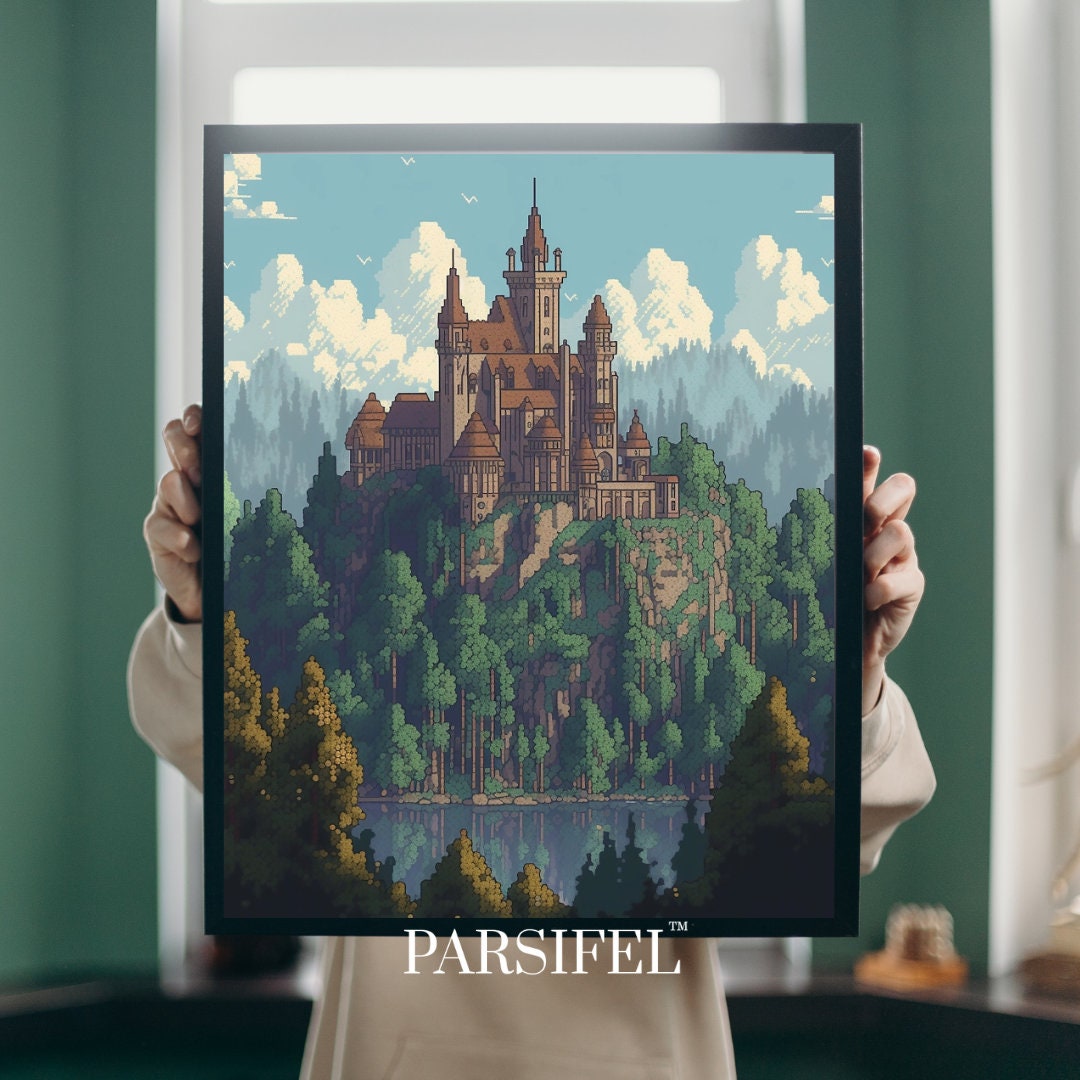 Medieval Castle 8-bit Style Wall Art Print, Digital Print, Medieval ...