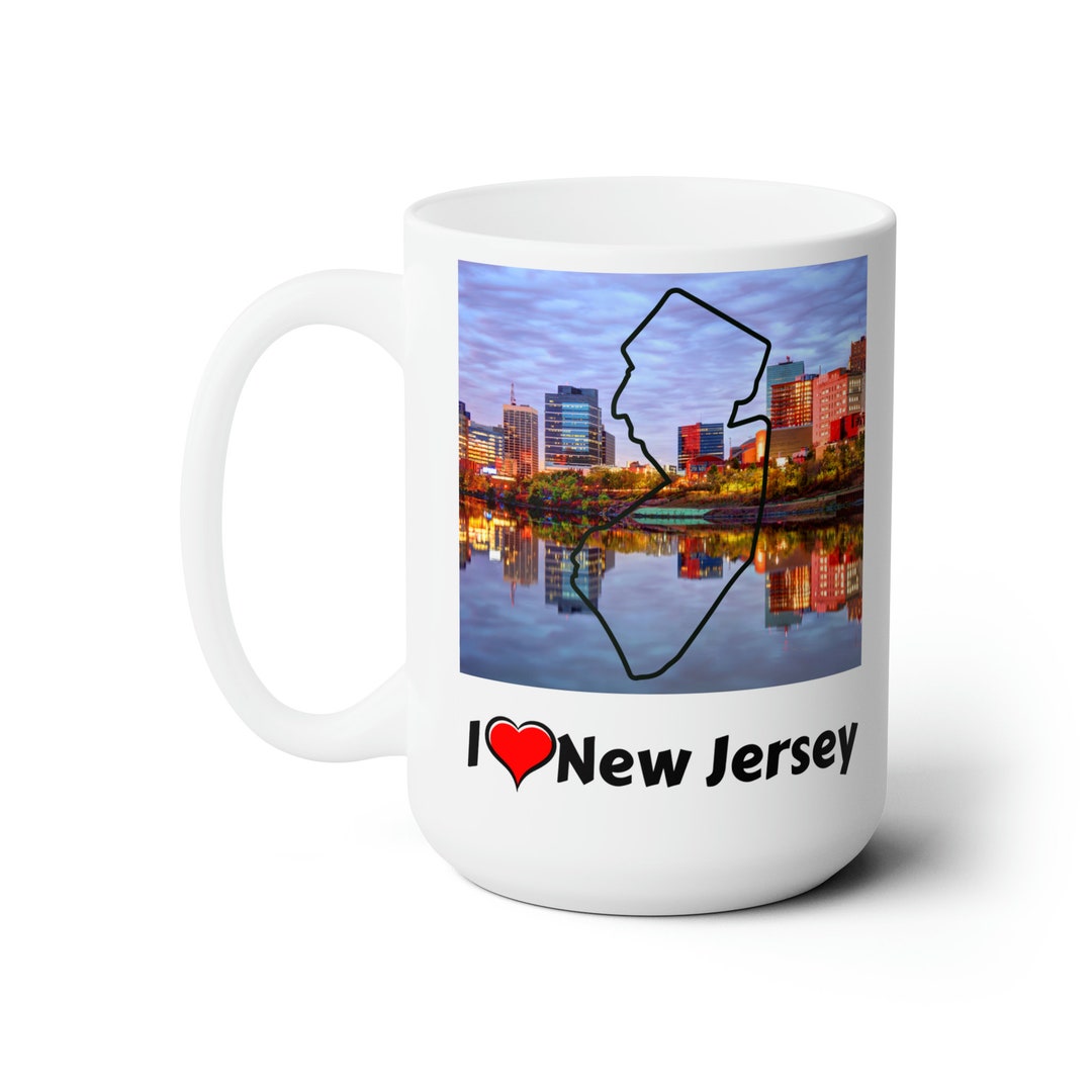 I Love New Jersey, Outline of State, White Ceramic Mug 15oz - Etsy