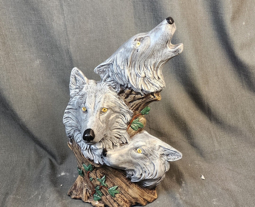 Painted Ceramic Bisque, Trio of Wolves - Etsy