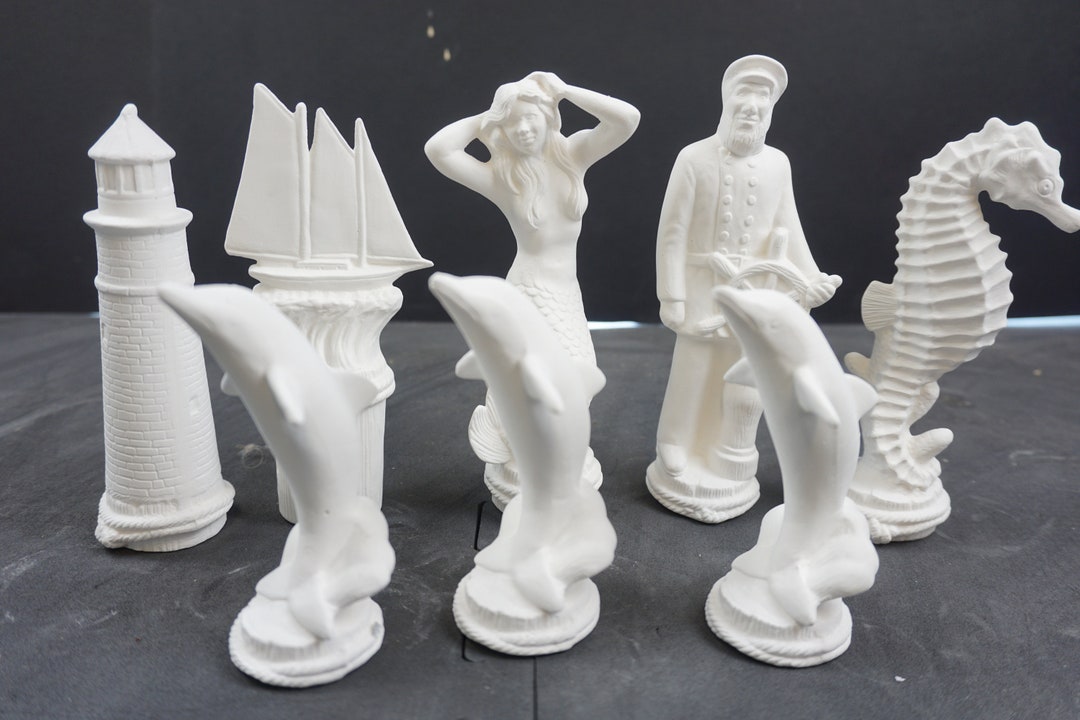 Unpainted Ceramic Bisque, Nautical Chess Set- PIECES ONLY - Etsy