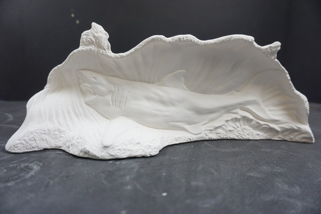 Unpainted Ceramic Bisque, Shark in Waves, Ready to Paint - Etsy