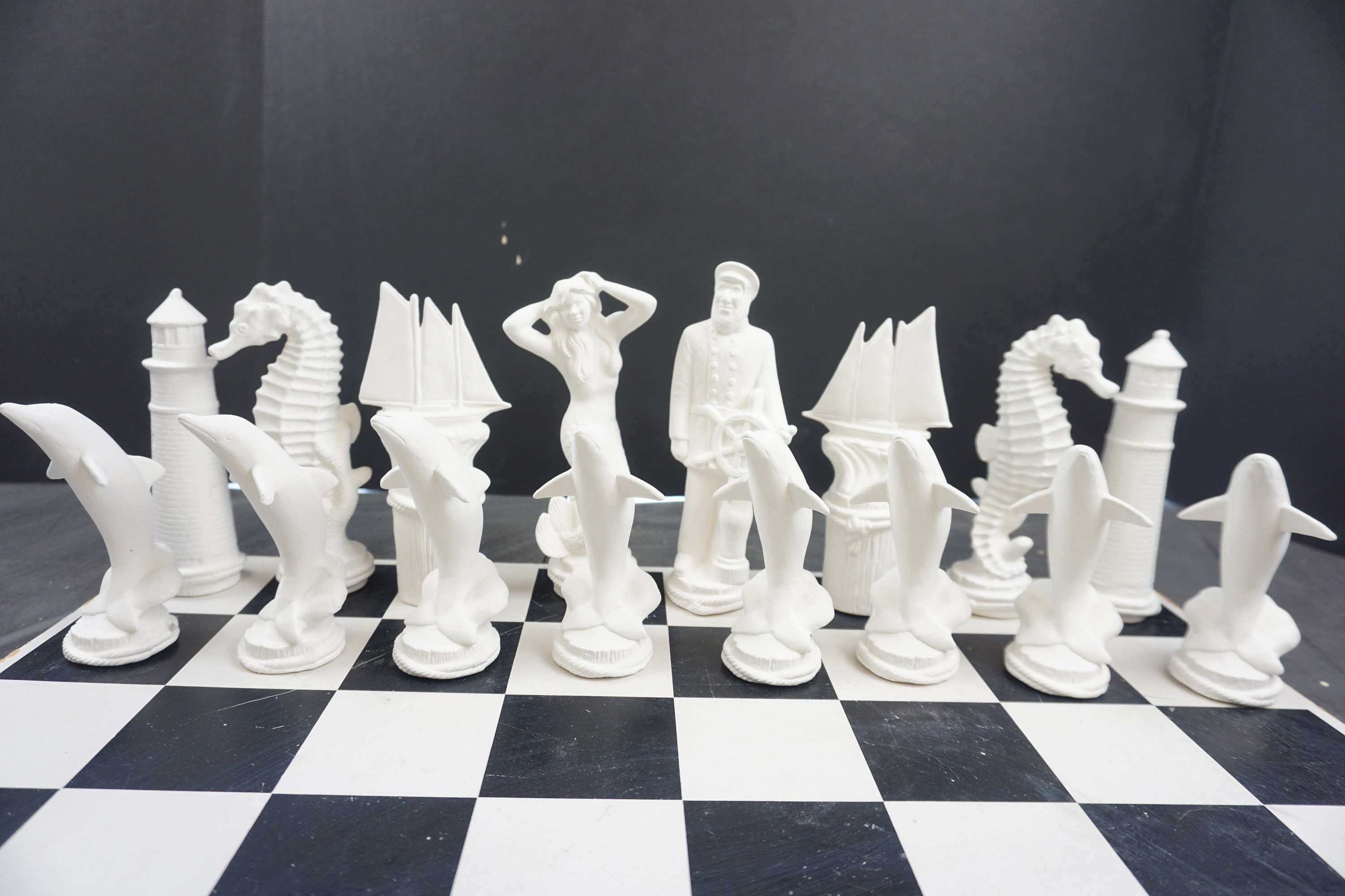 Unpainted Ceramic Bisque, Nautical Chess Set- PIECES ONLY - Etsy