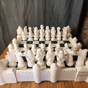 Unpainted Ceramic Bisque, Dragon Lore Chess Set- WALLS AND CORNERS - Etsy