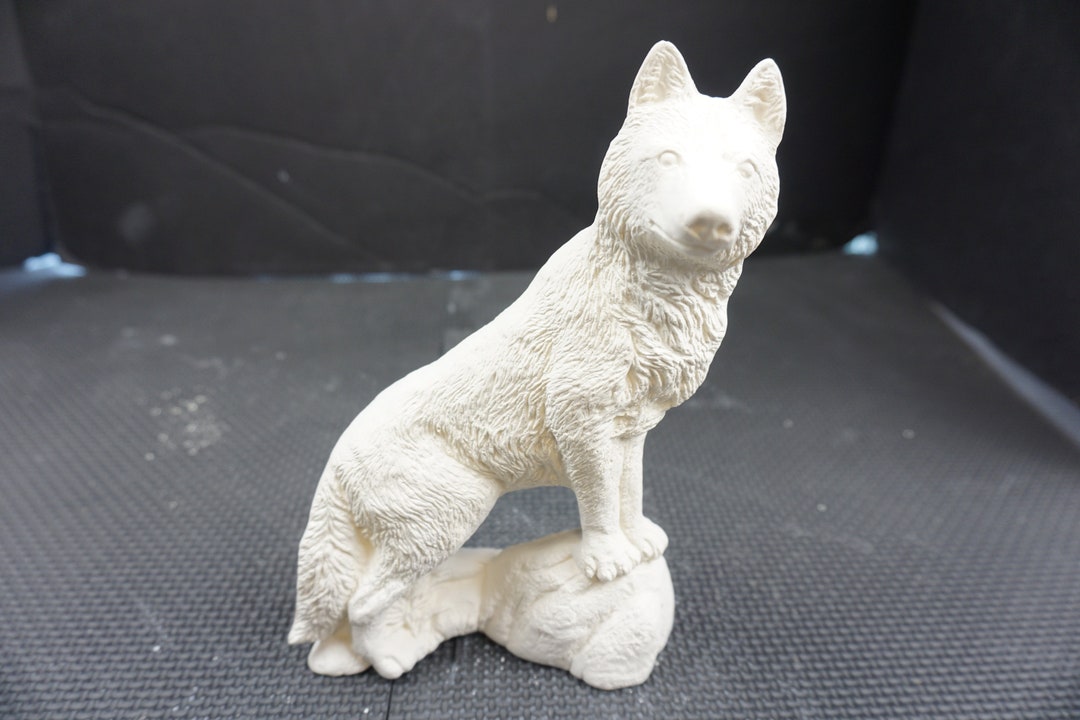 Unpainted Ceramic Bisque, Wolf Standing on Rocks - Etsy