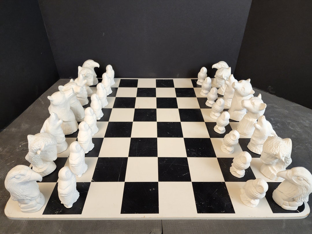 Unpainted Ceramic Bisque, American Wildlife Chess Set- PIECES ONLY - Etsy