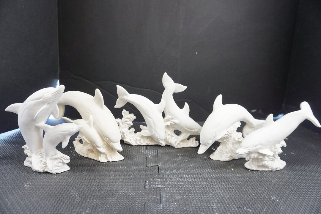 Unpainted Ceramic Bisque, Set of 5 Dolphins, - Etsy