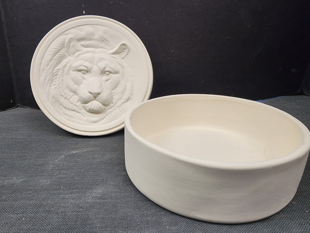 Unpainted Ceramic Bisque, Tiger Box - Etsy