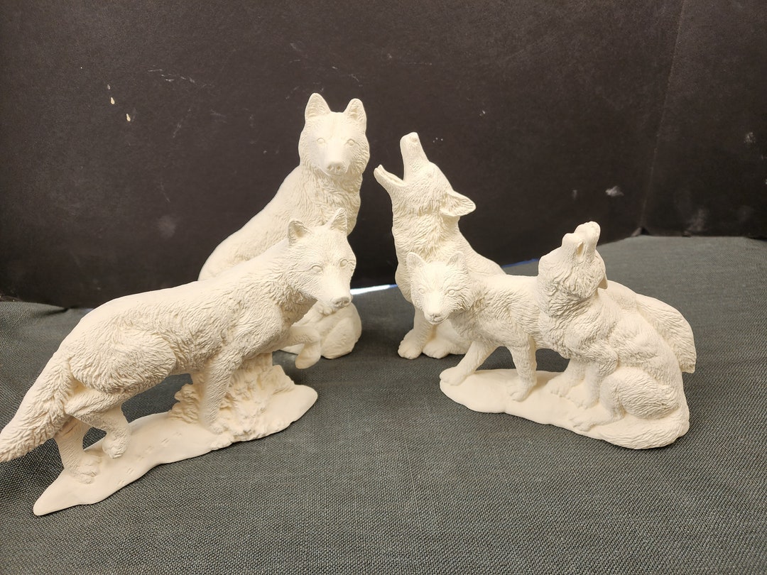 Unpainted Ceramic Bisque, Wolves Complete Set - Etsy