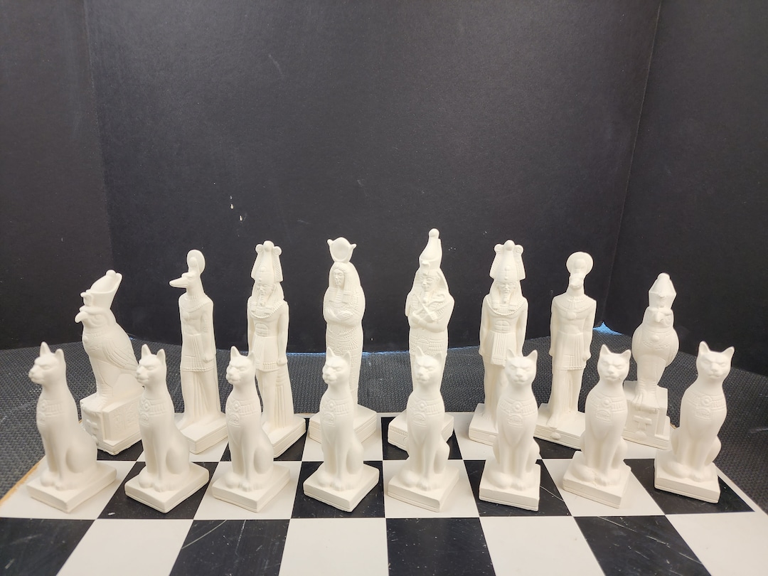 Unpainted Ceramic Bisque, Egyptian Chess Set - Etsy