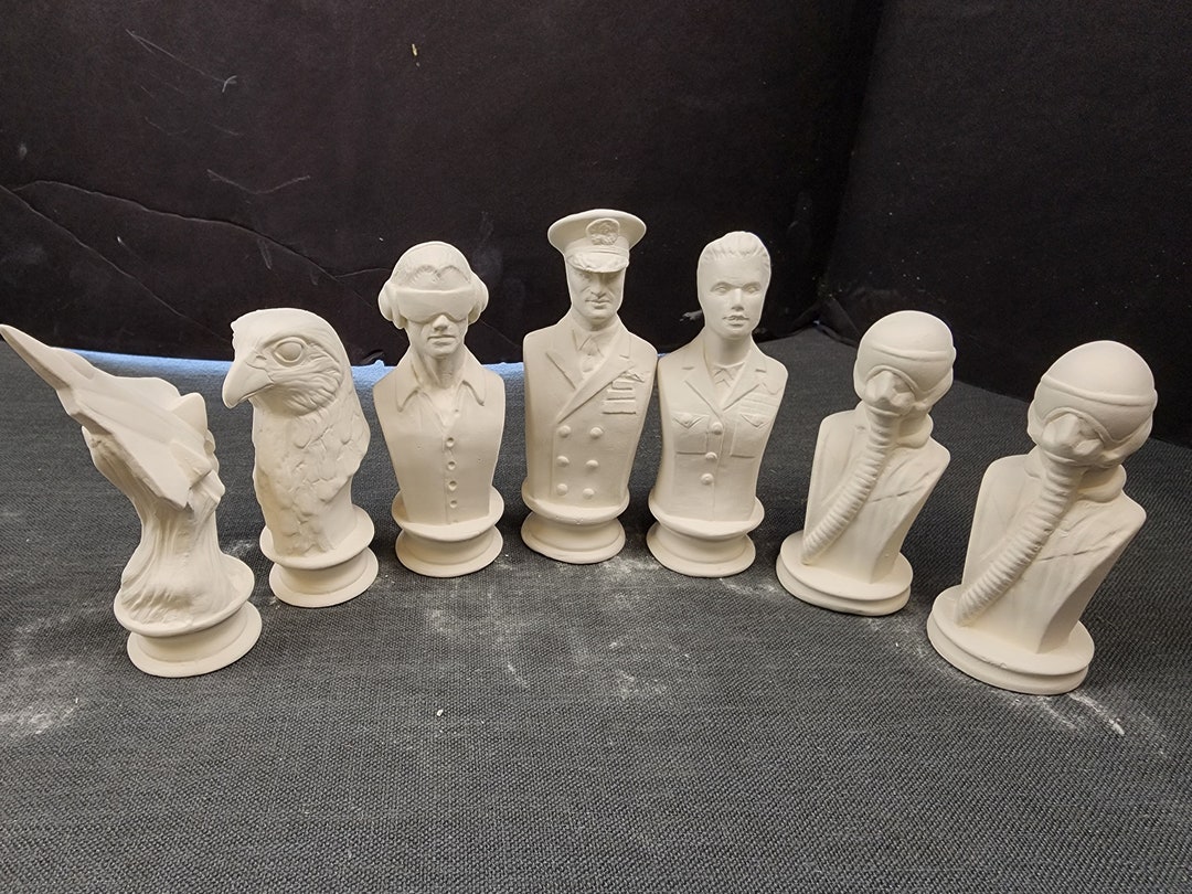 Unpainted Ceramic Bisque- Airforce Chess Set-pieces ONLY - Etsy