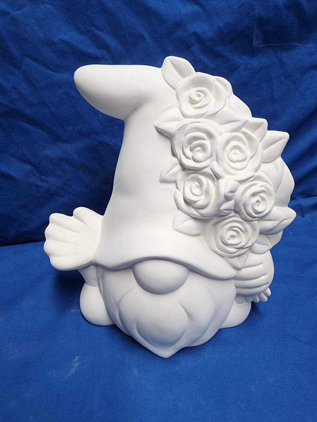 Unpainted Ceramic Bisque, Gnome With Roses - Etsy