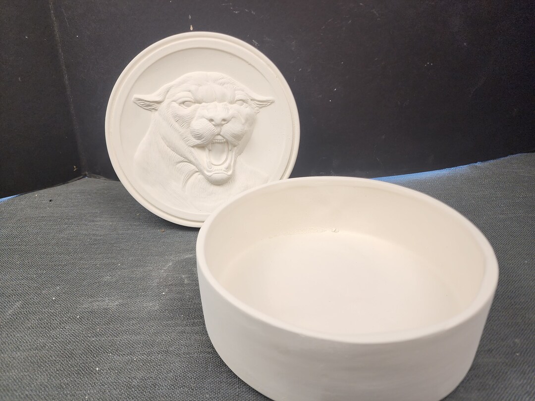 Unpainted Ceramic Bisque, Cougar Box - Etsy