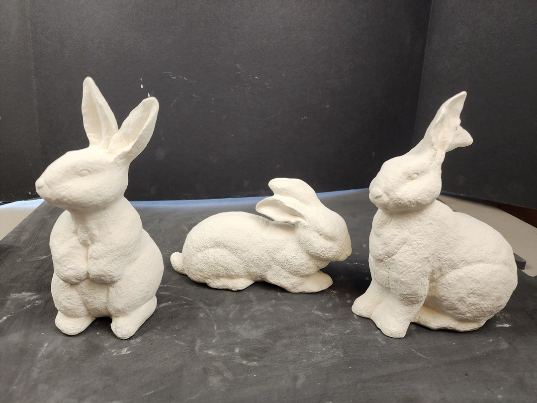 Unpainted Ceramic Bisque, Trio of Bunnies - Etsy