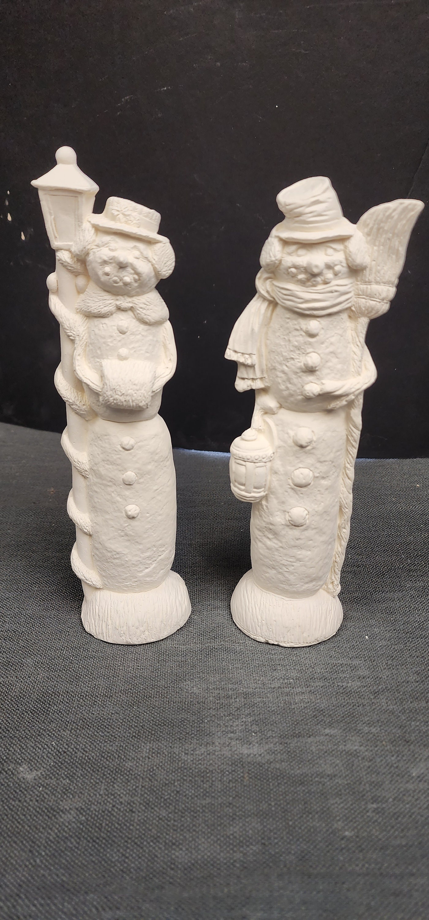 Unpainted Ceramic Bisque, Mr and Mrs Snowman Stick Figures - Etsy
