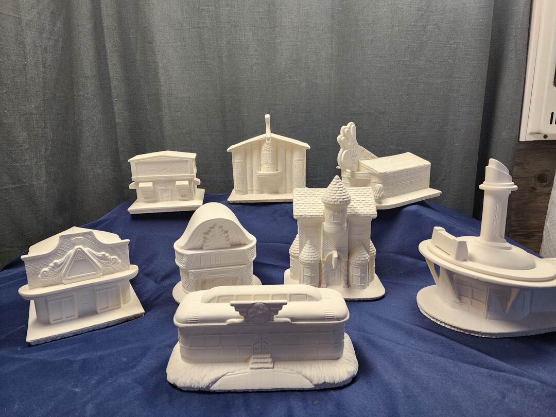 Unpainted Ceramic Bisque, 1950's Village Set (2 of 2) - Etsy