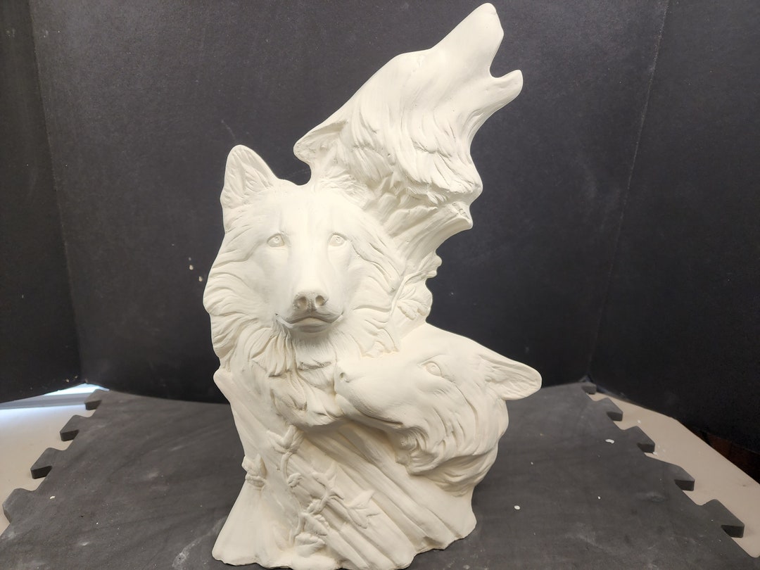 Unpainted Ceramic Bisque, Large Trio of Wolves - Etsy