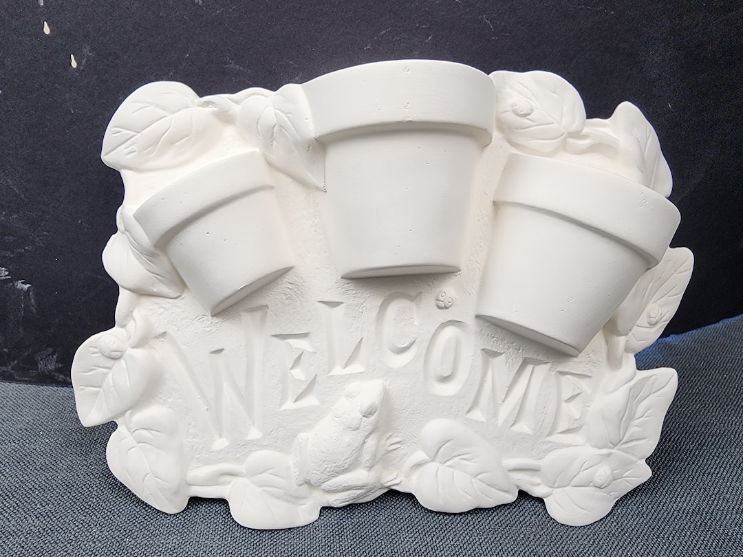 Unpainted Ceramic Bisque, Flower Pot Welcome Sign - Etsy