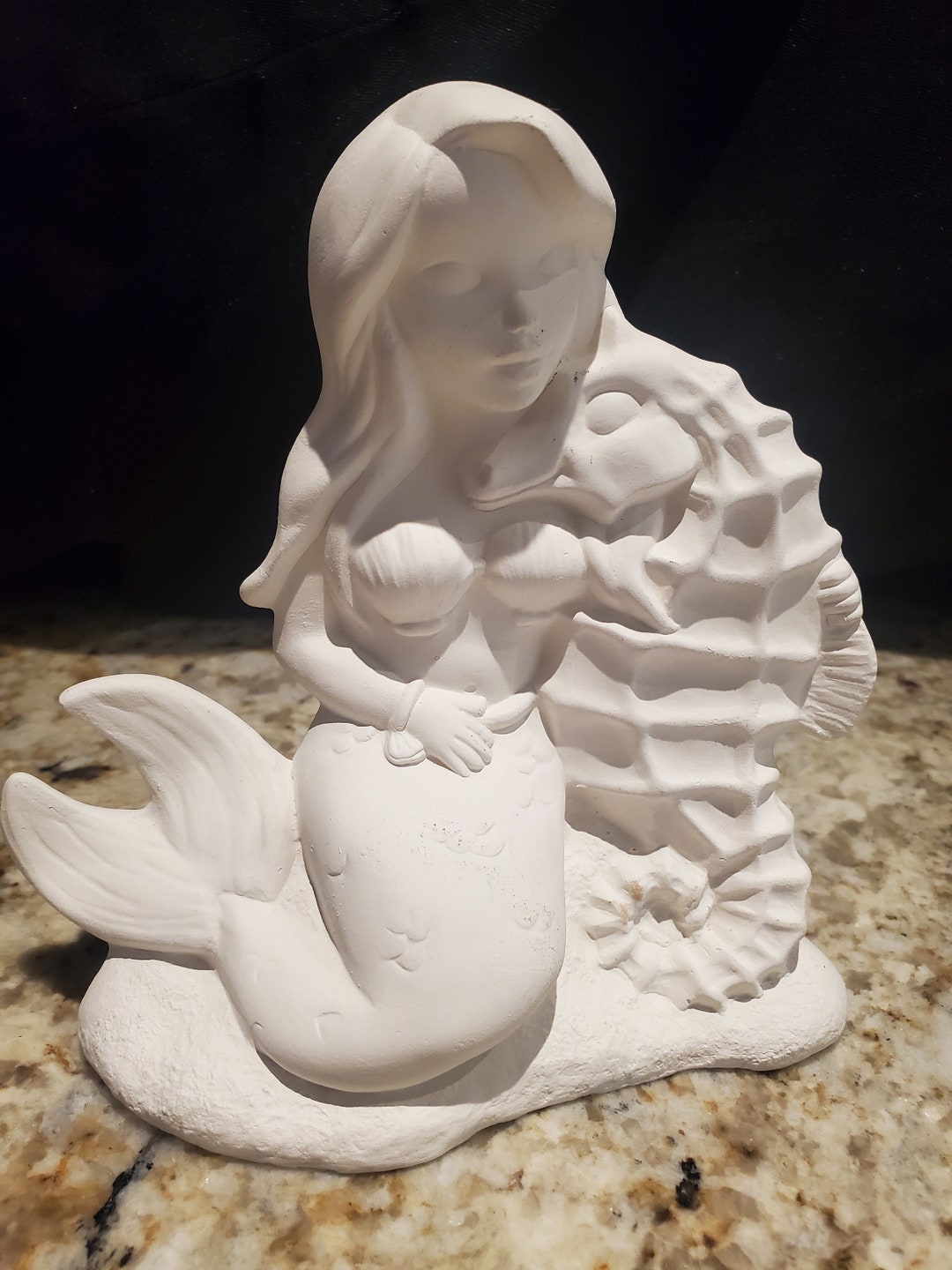 Unpainted Ceramic Bisque, Mermaid With Seahorse - Etsy