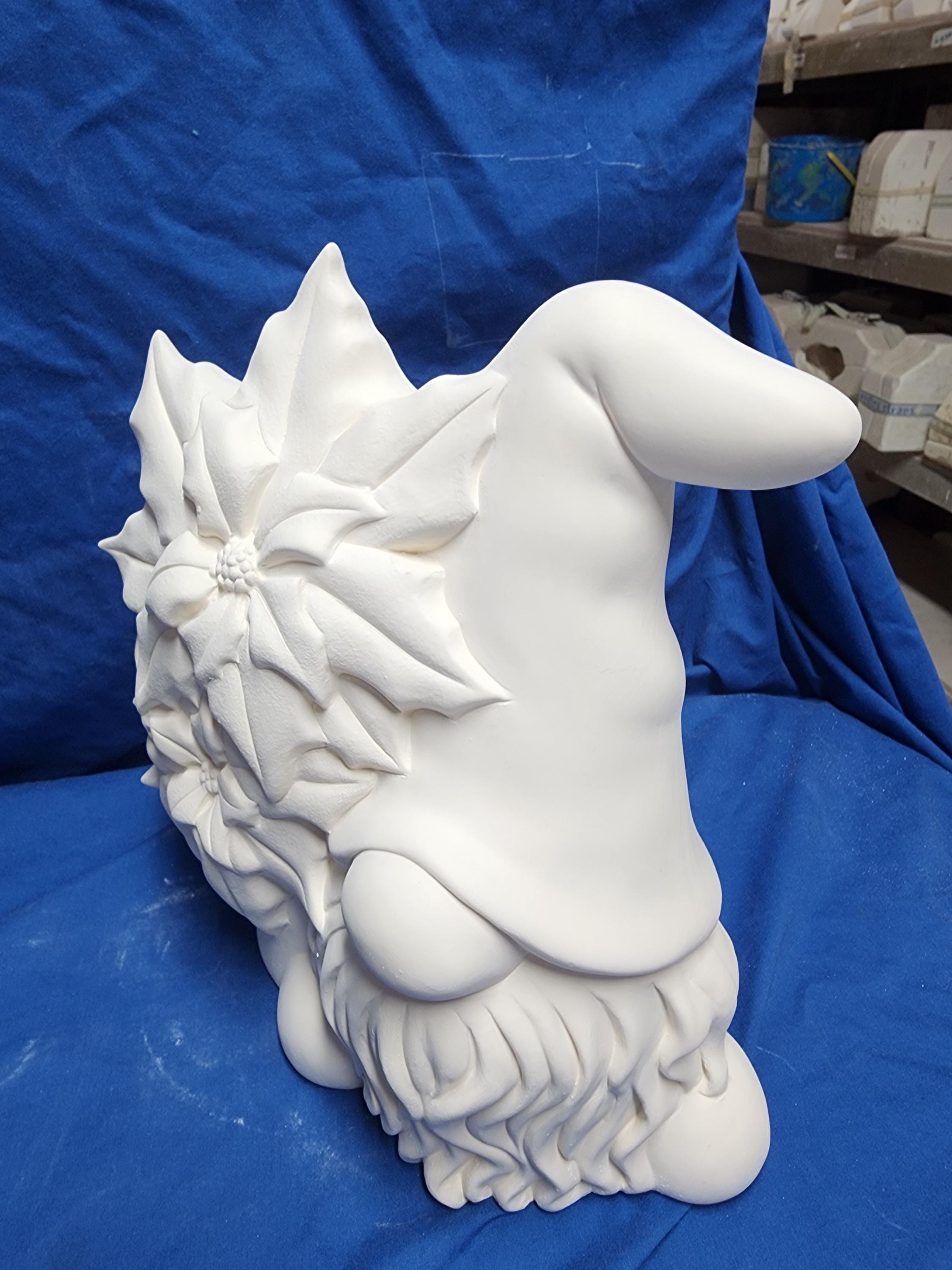 Unpainted Ceramic Bisque, Gnome With Poinsettia - Etsy