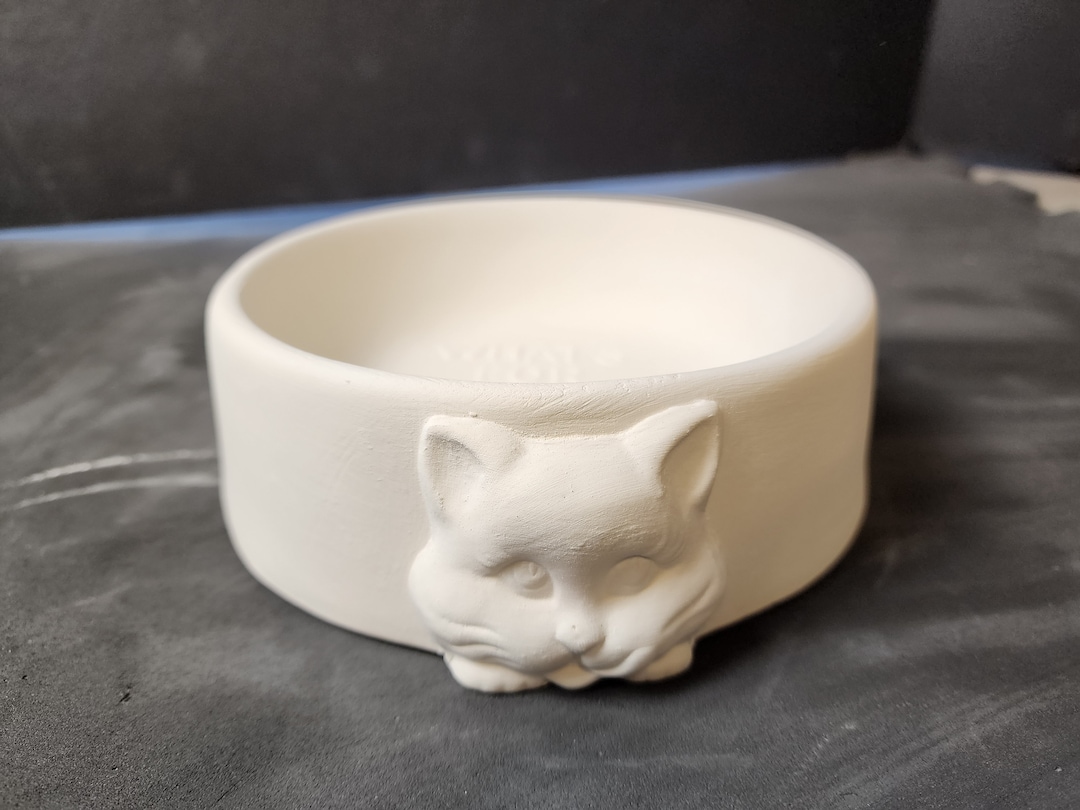Unpainted Ceramic Bisque, Cat Food Dish - Etsy