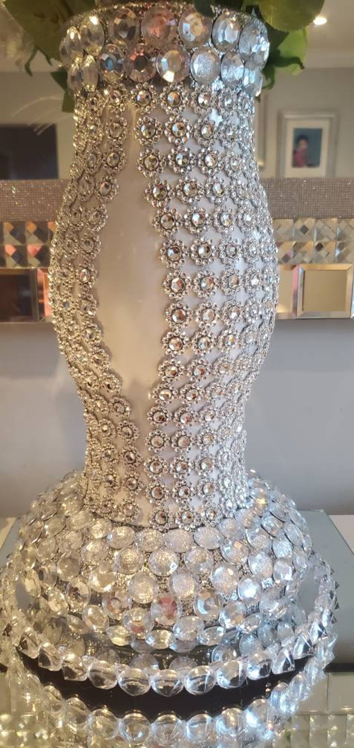 Large White&silver Flower Vase. Do Not Fill With Water - Etsy