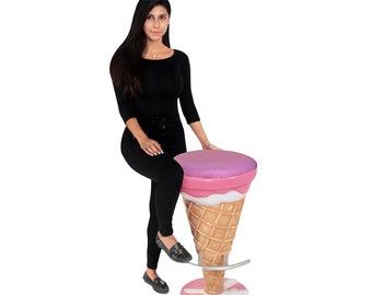 Ice Cream Bar Stool Strawberry & Vanilla Ice Cream Shop Furniture Ice ...