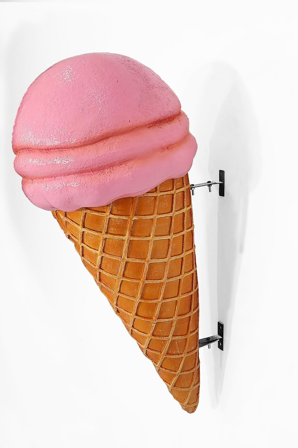 Ice Cream Waffle Cone Statue Wall Hanging Pink Scoop 3FT Indoor Outdoor ...