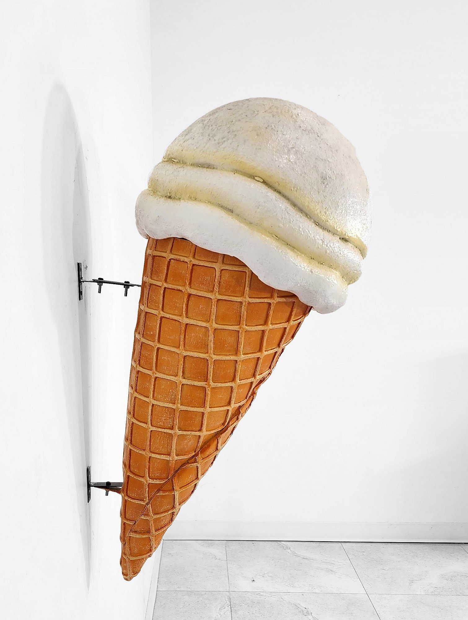 Ice Cream Waffle Cone Statue Wall Hanging Vanilla Scoop 3FT Indoor ...