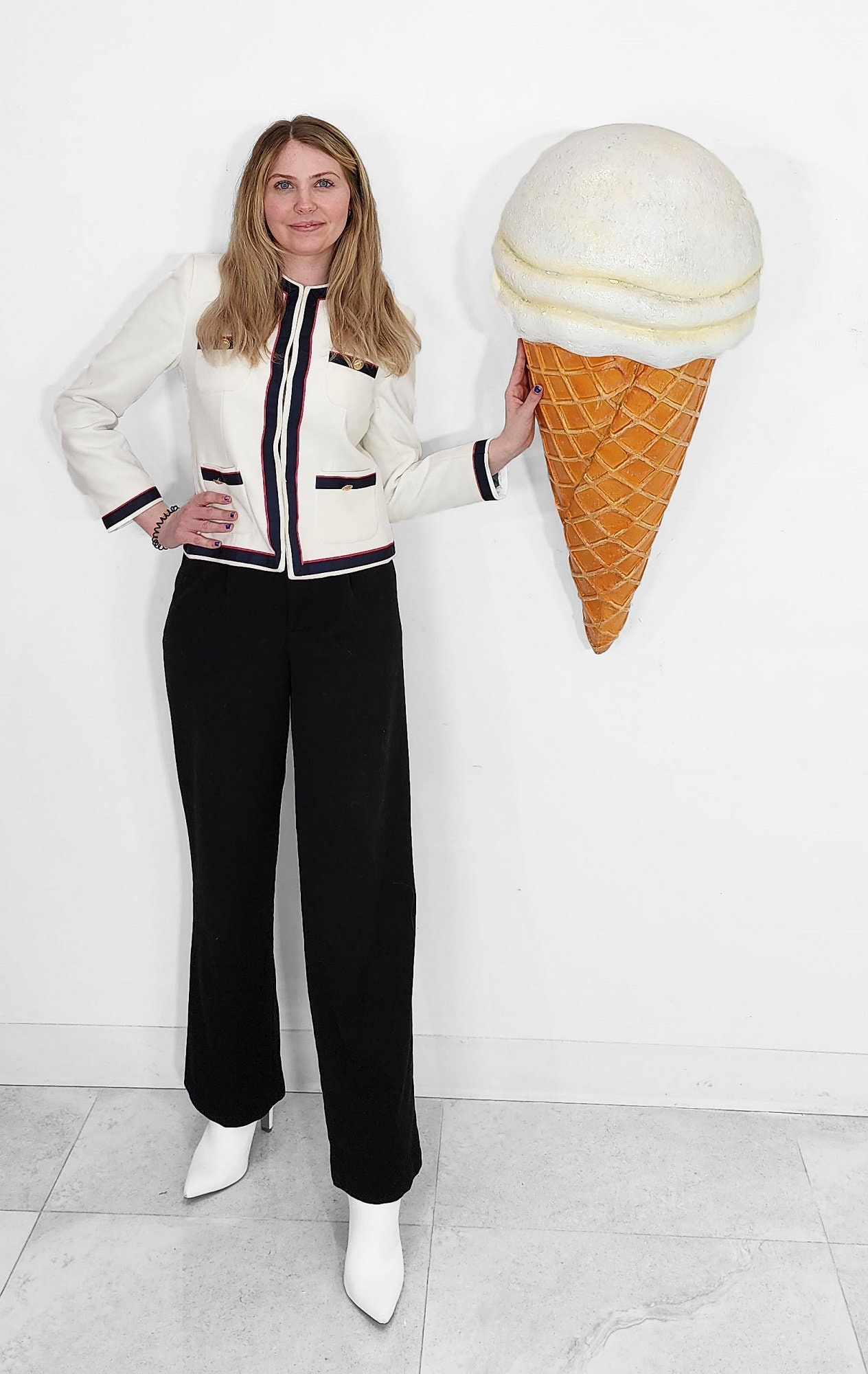 Ice Cream Waffle Cone Statue Wall Hanging Vanilla Scoop 3FT Indoor ...