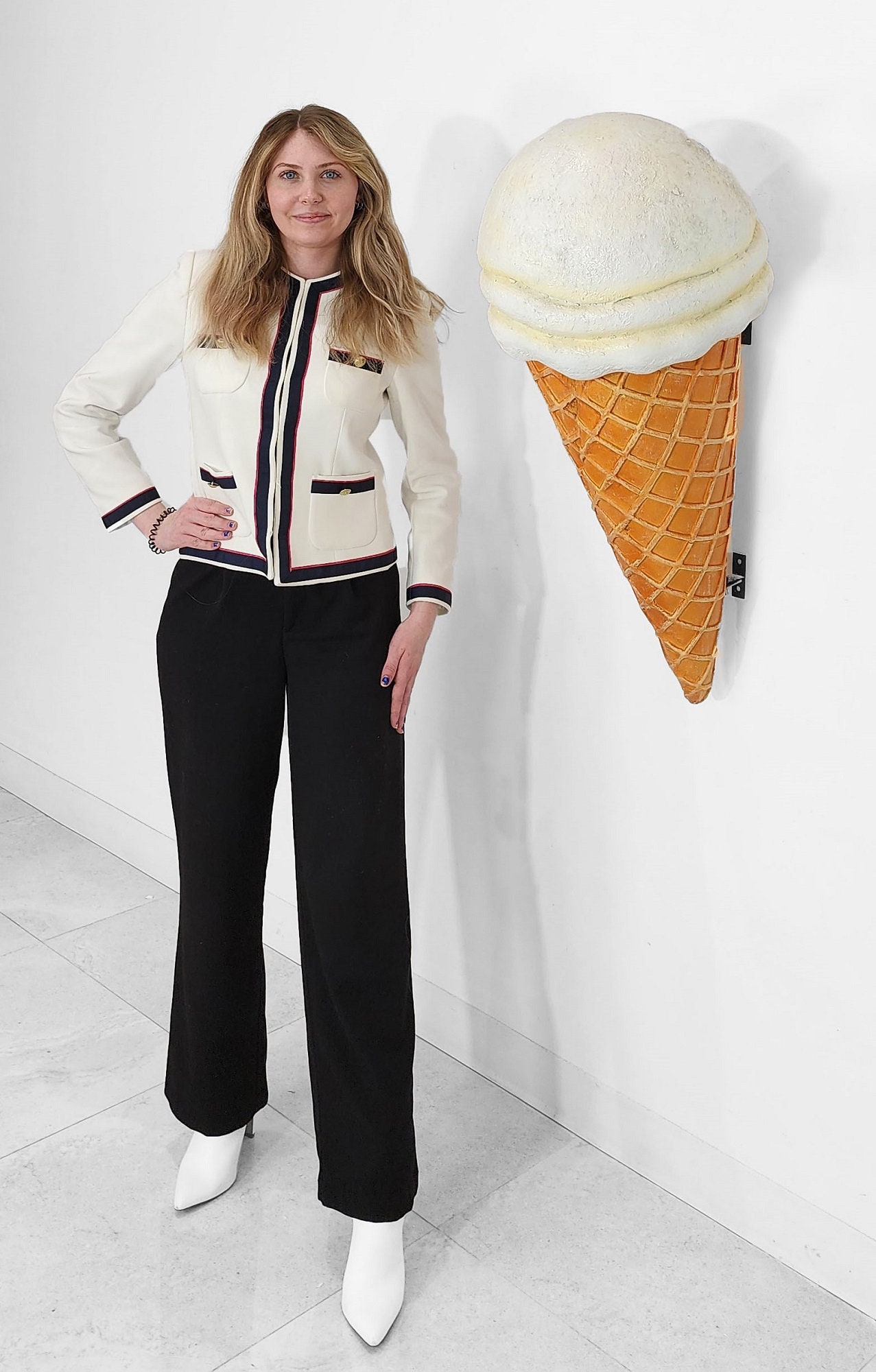 Ice Cream Waffle Cone Statue Wall Hanging Vanilla Scoop 3FT Indoor ...