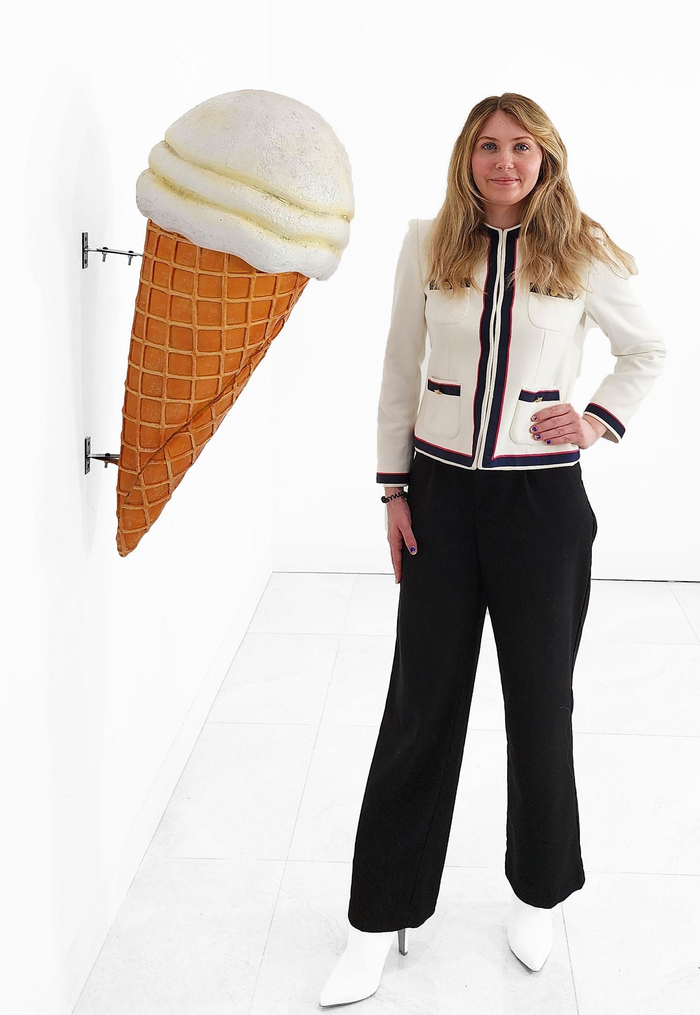 Ice Cream Waffle Cone Statue Wall Hanging Vanilla Scoop 3FT Indoor ...