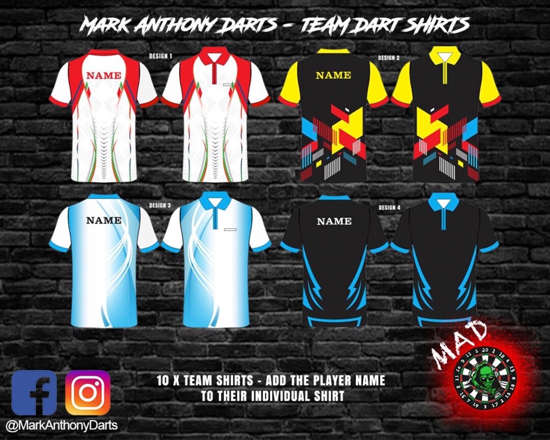 Bundle - 10 X Custom Team Dart Shirts X 10 (designs 1-24) - Etsy