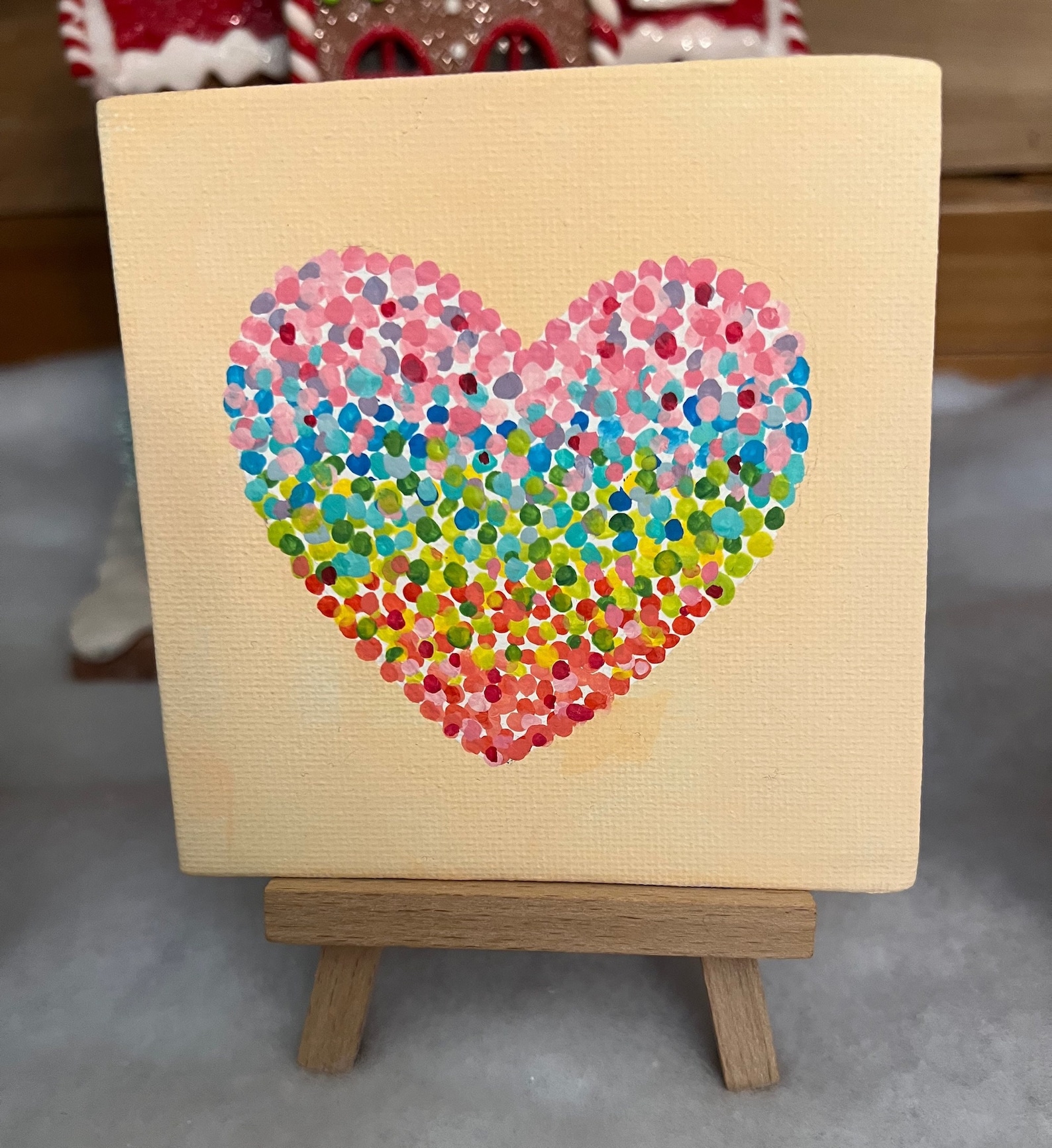 Customizable, 4x4 Acrylic, Pointillism "heart," Painting With Choice of ...