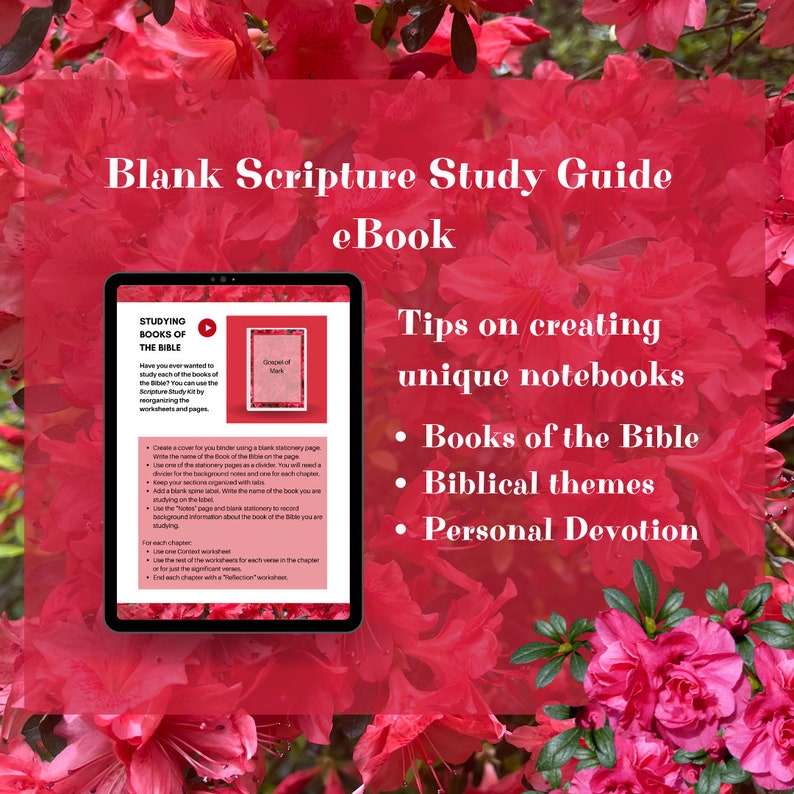 Blank Scripture Study Kit With Ebook Guide Red Azaleas - Etsy