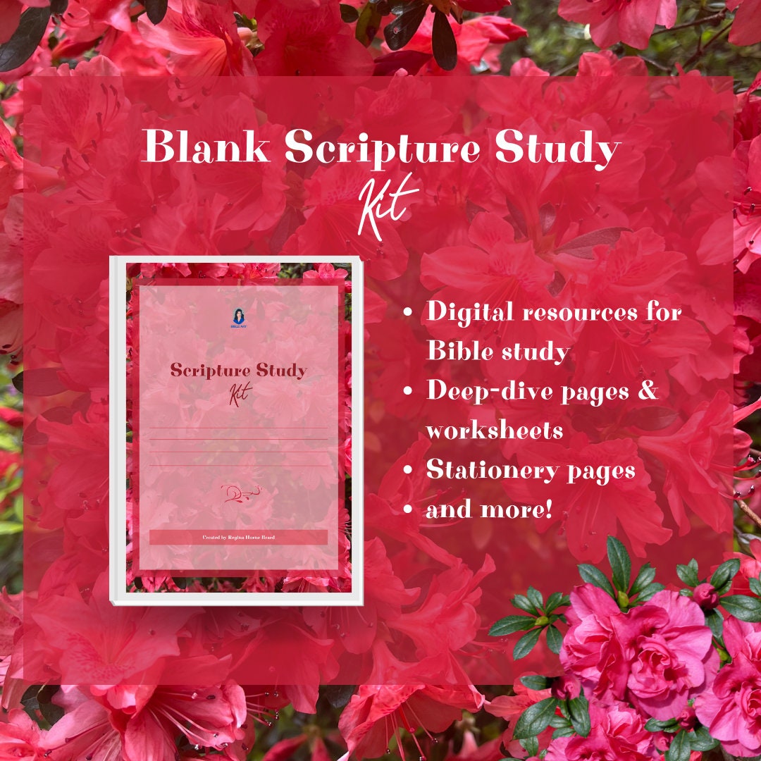 Blank Scripture Study Kit With Ebook Guide - Red Azaleas - Etsy