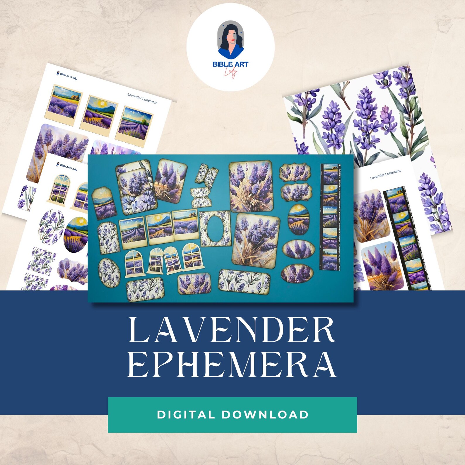 Lavender Ephemera Set - Etsy