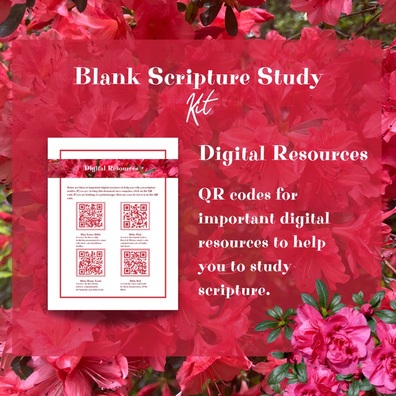 Blank Scripture Study Kit With Ebook Guide - Red Azaleas - Etsy