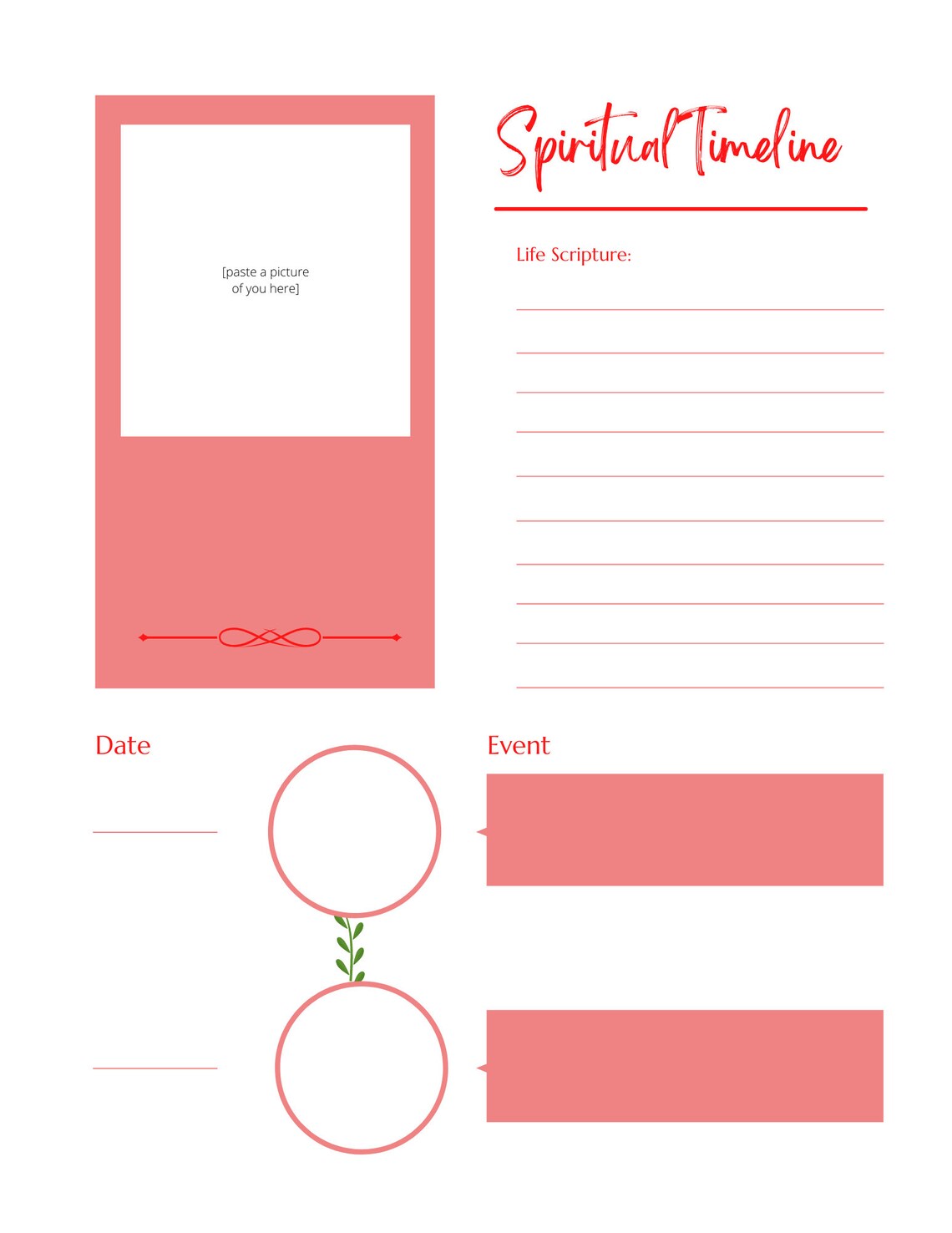 Spiritual Timeline Template (red) - Etsy