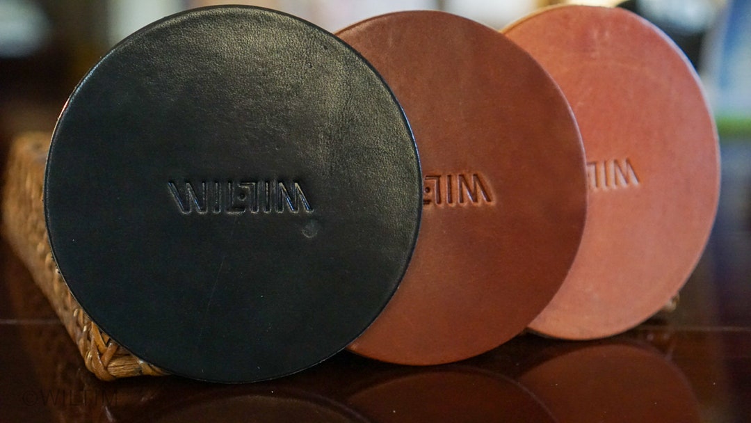 Full Grain Leather Coaster Set, Rustic Bar Decor - Etsy