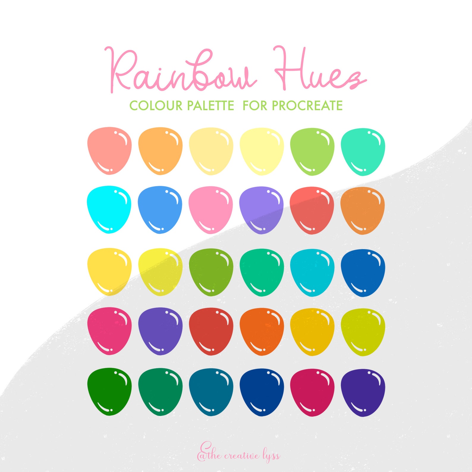 Rainbow Hues Colour Palette for Procreate | 30 Colours/swatches - Etsy