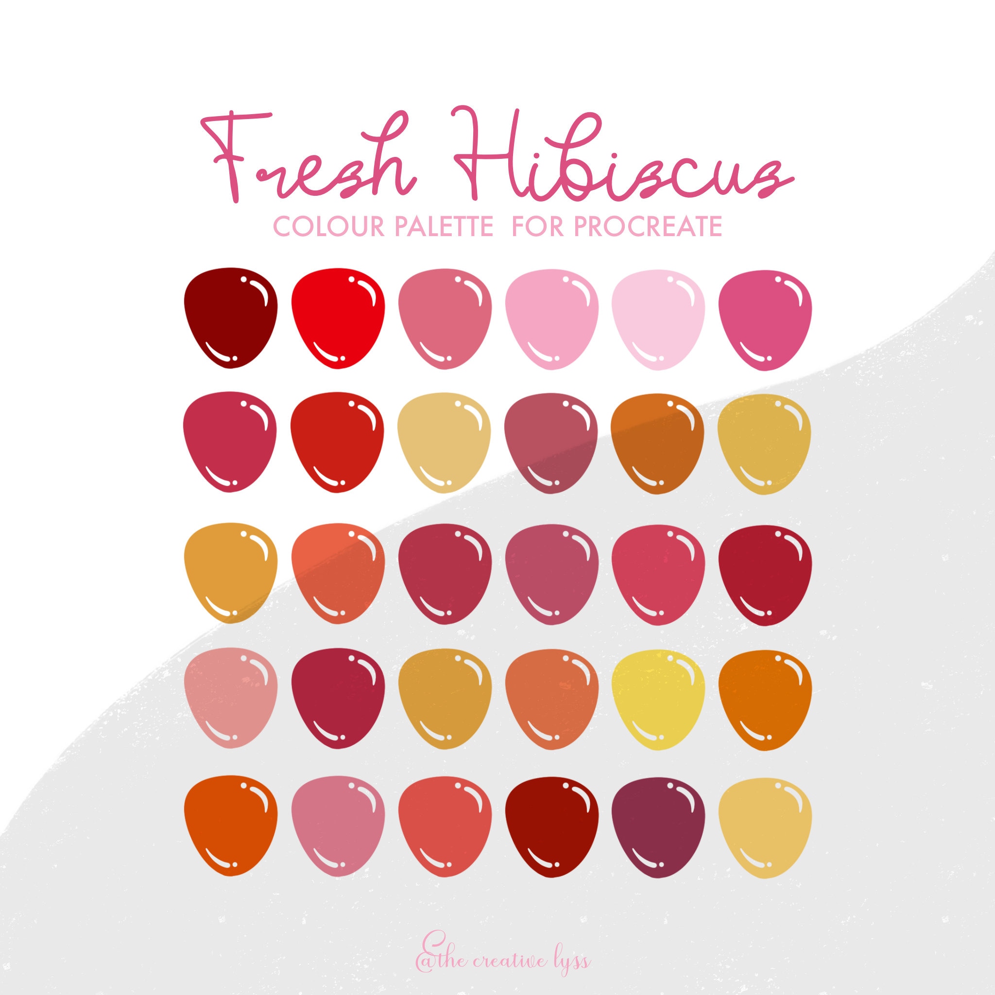 Fresh Hibiscus Colour Palette for Procreate | 30 Colours/swatches - Etsy