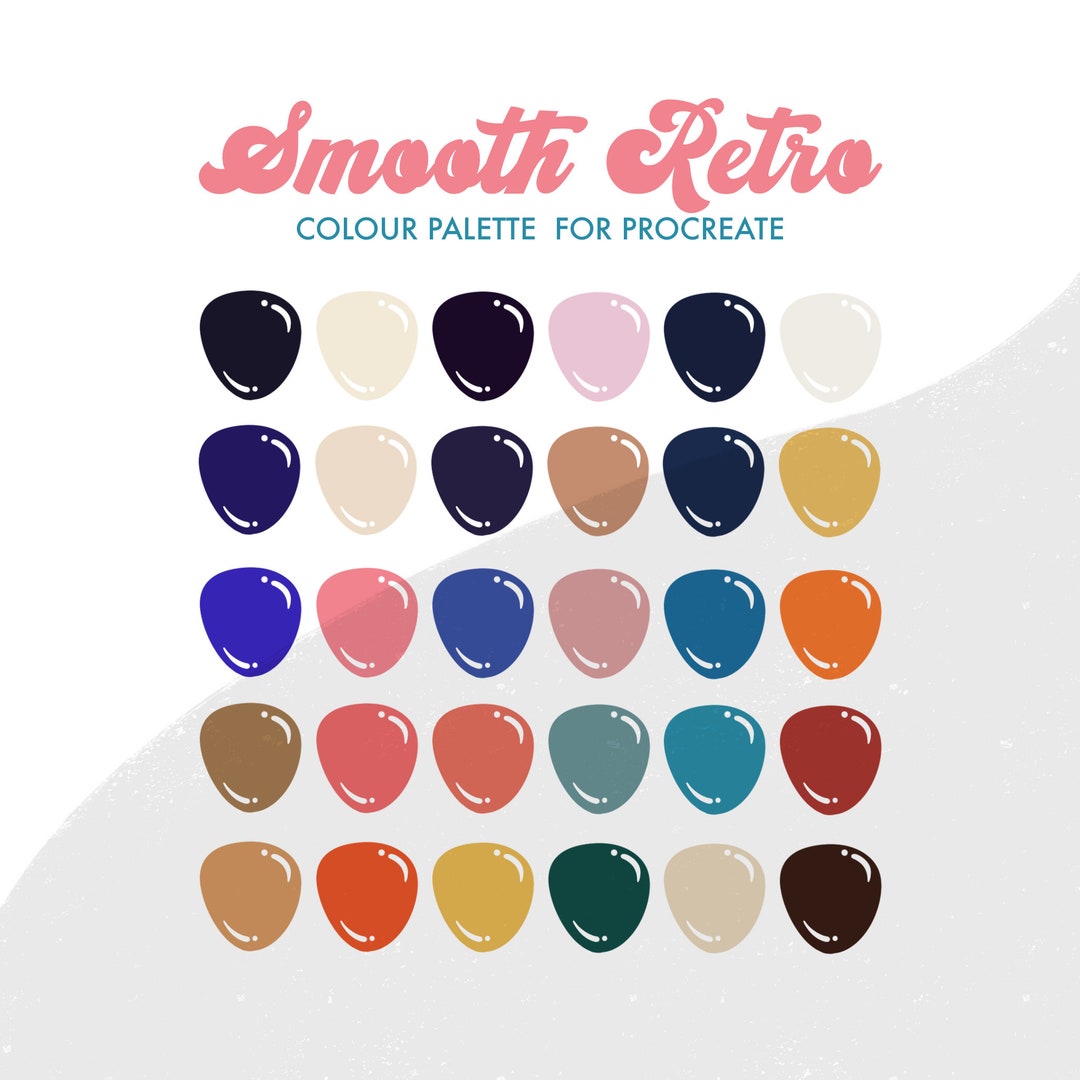 Smooth Retro Colour Palette for Procreate | 30 Colours/swatches - Etsy