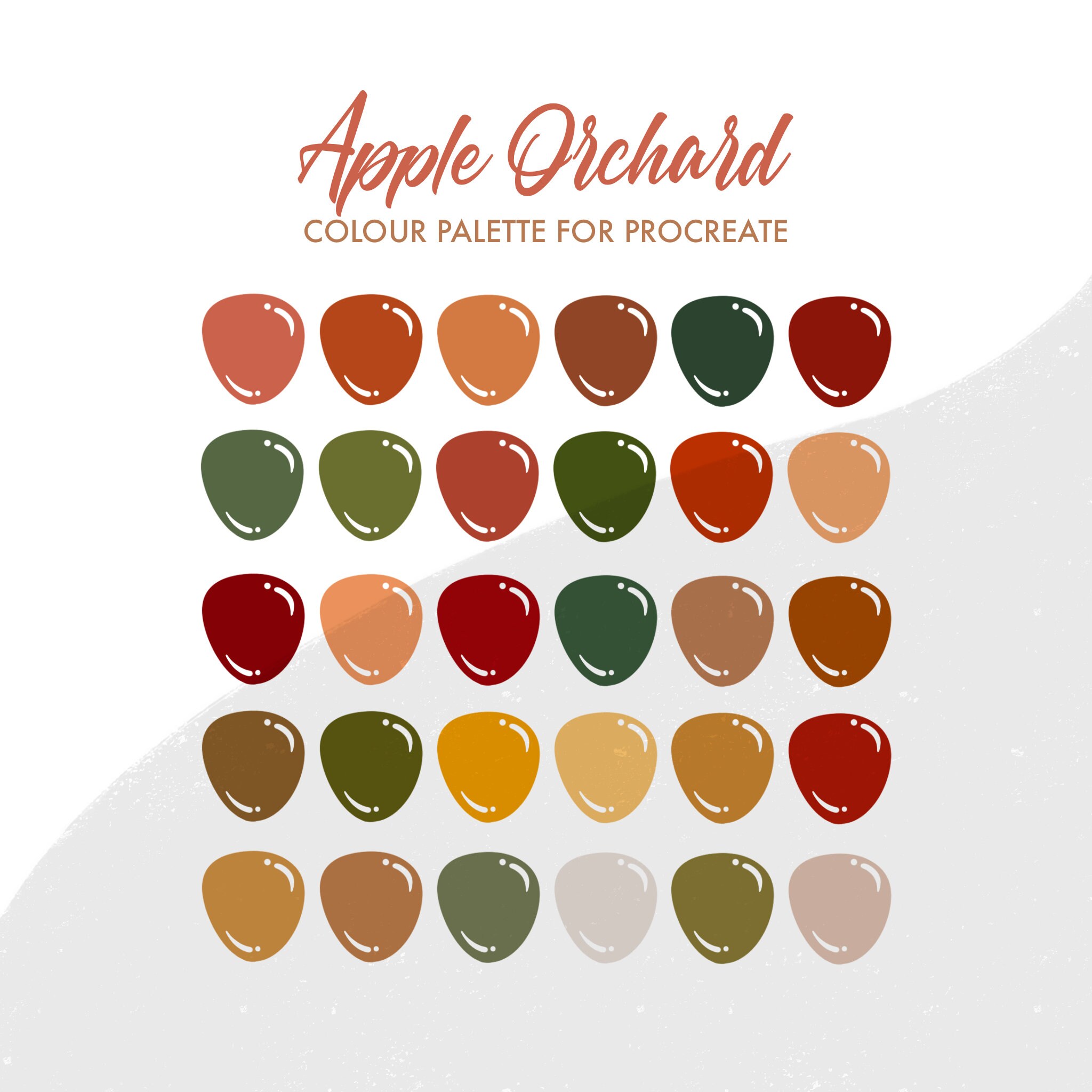 Apple Orchard Autumn Colour Palette for Procreate | 30 Colours/swatches ...
