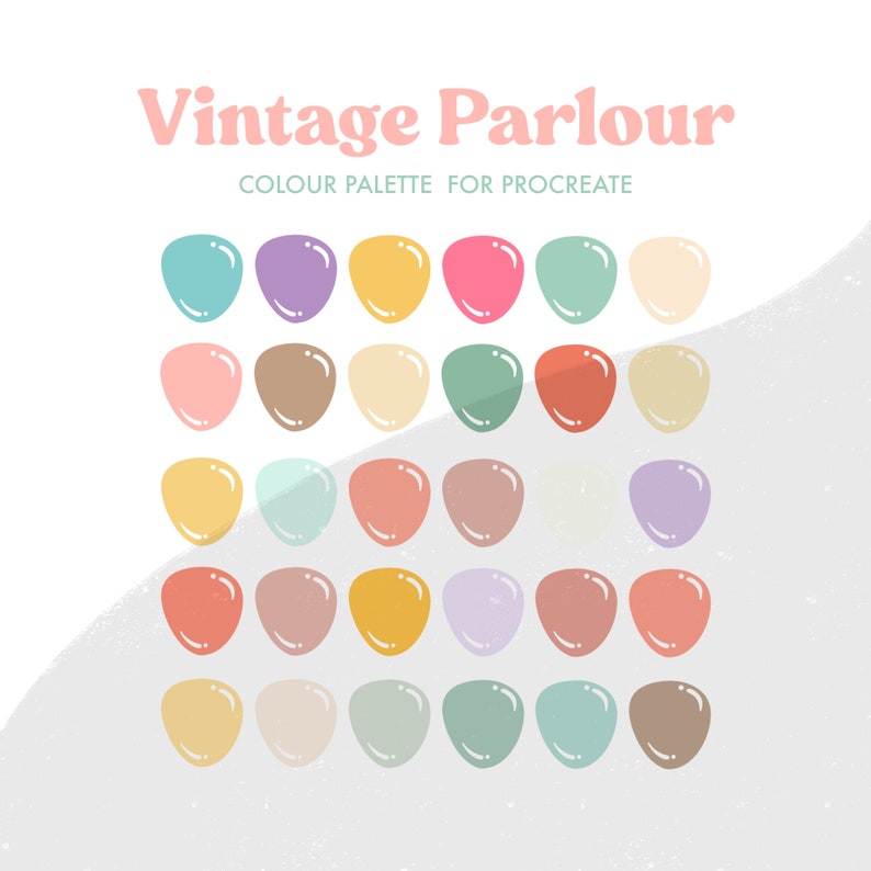 Vintage Parlour Color Palette for Procreate | 30 Colours/swatches ...