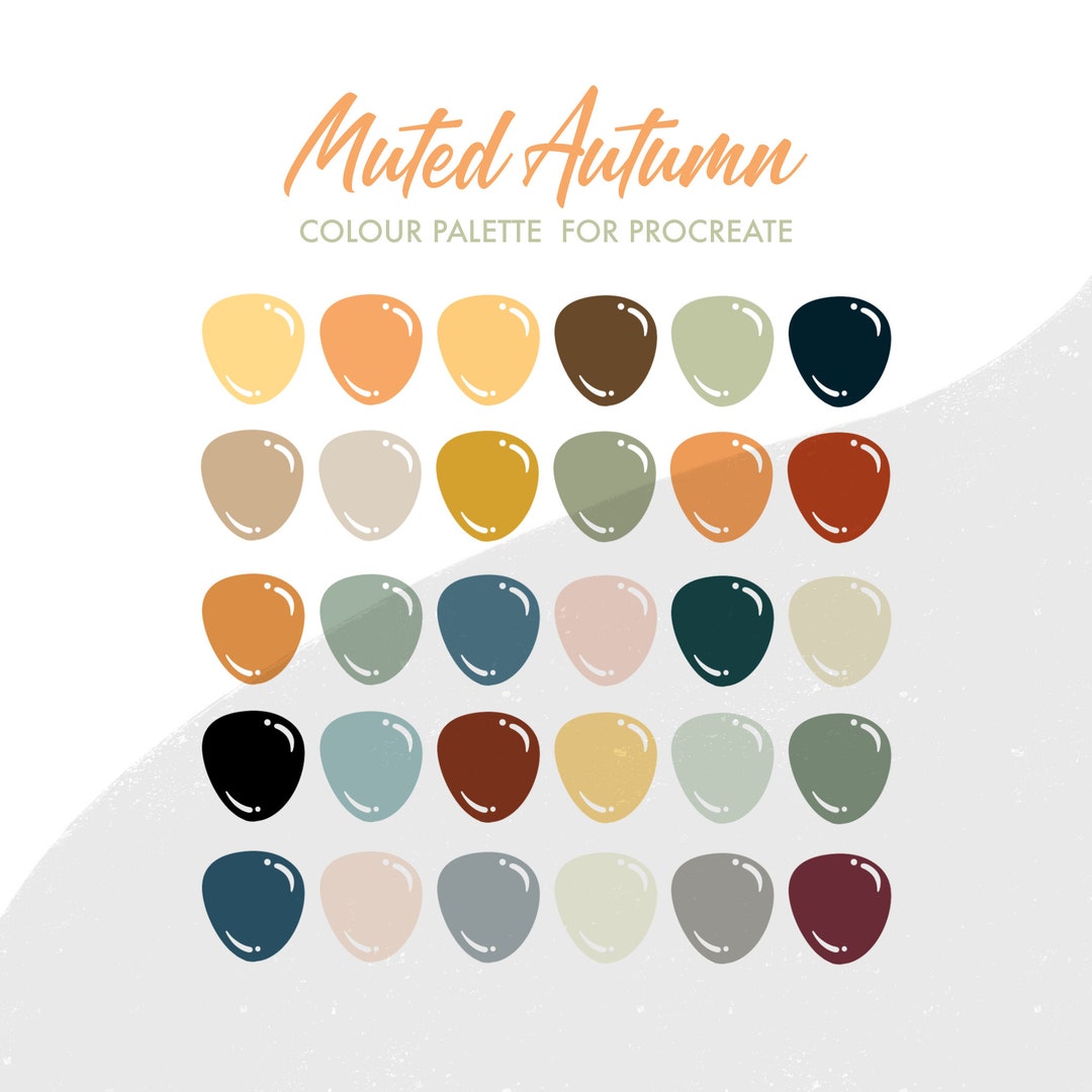 Muted Autumn Colour Palette for Procreate | 30 Colours/swatches - Etsy